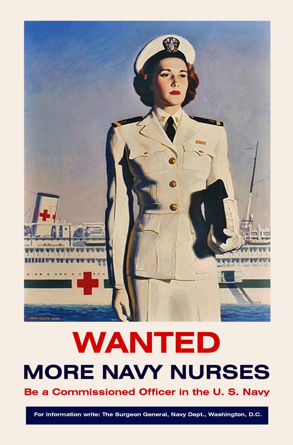 Wanted More Navy Nurses - WWII Poster - Gicleé on Canvas or Paper ...